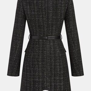 Commense | Dresses | Commense Black Tweed Belted Dress | Poshmark